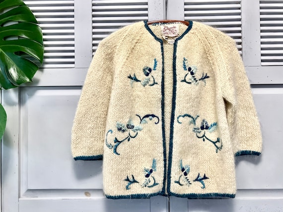 1950s hand knit Italian mohair and wool cardigan swea… - Gem