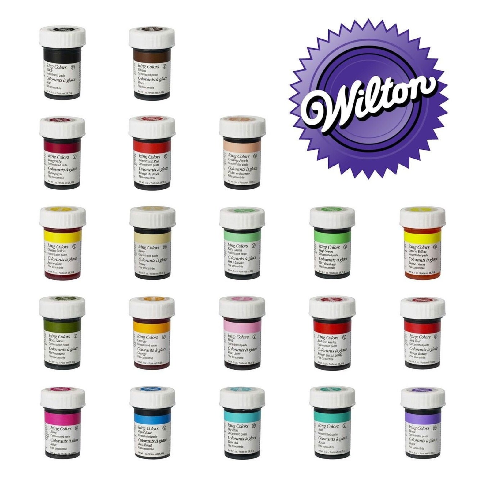 Wilton Food Colouring Paste Concentrated Food Icing Colour Gel - 25g ...