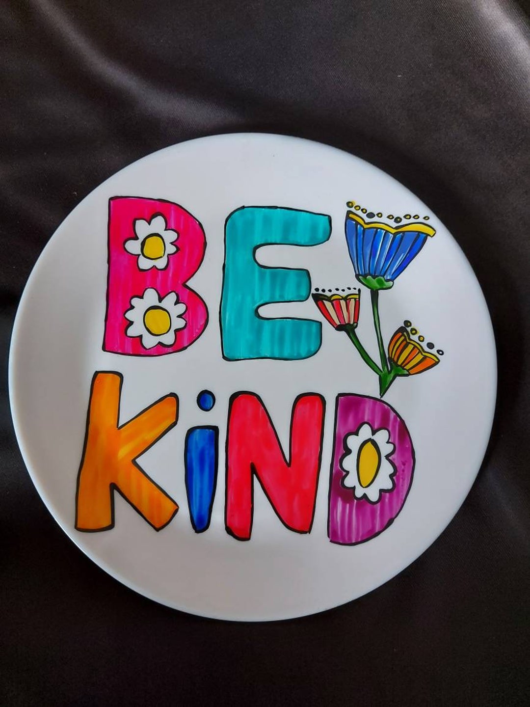 Large Handpainted "be Kind" Plate - Etsy