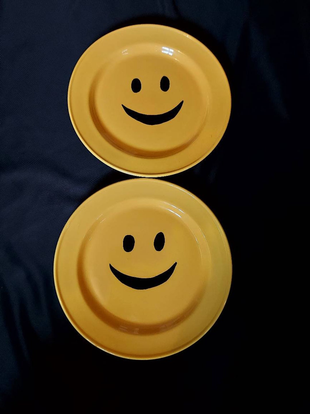 Pair of Emoji Smiley Face Snack Plates. - Etsy