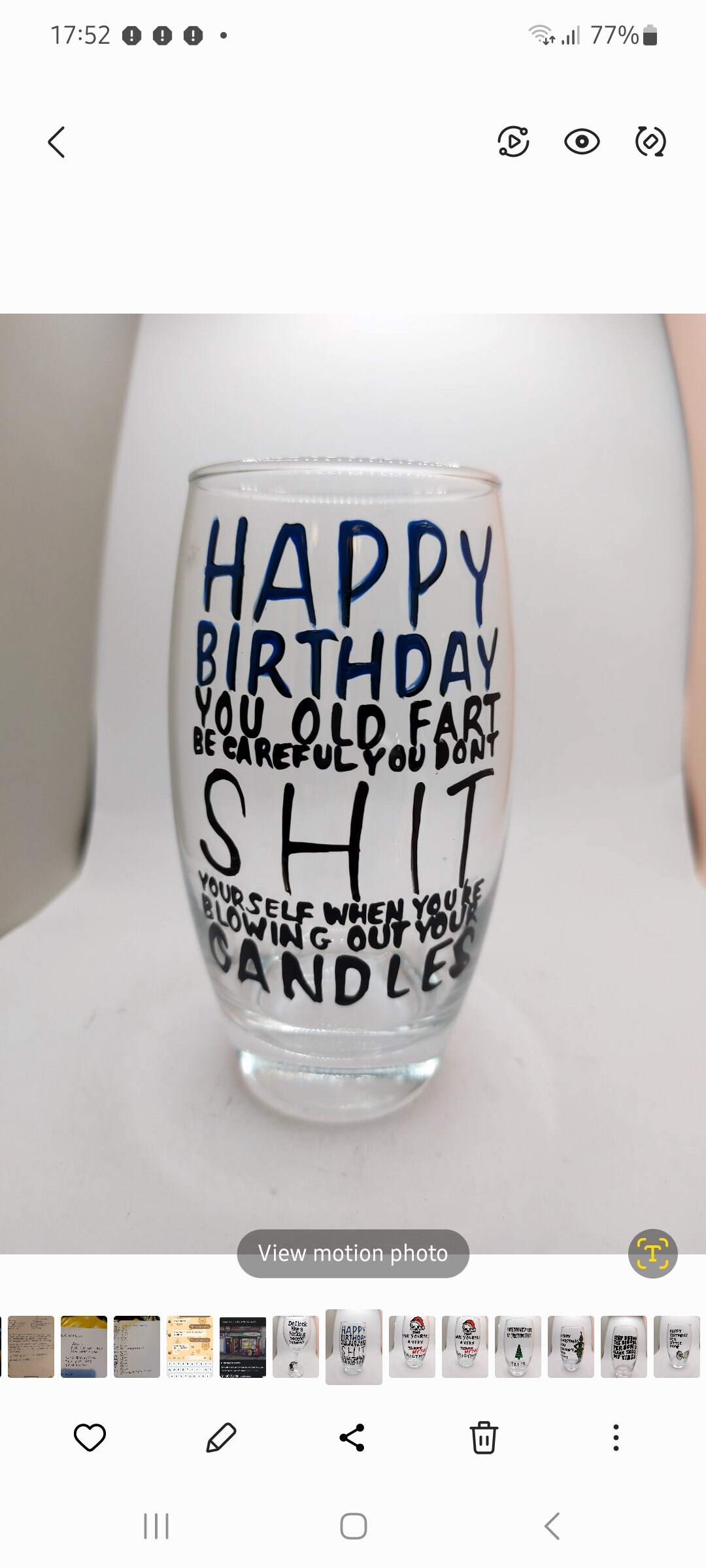 Hand Painted 'happy Birthday You Old Fart' Tall Drinking Glass - Etsy