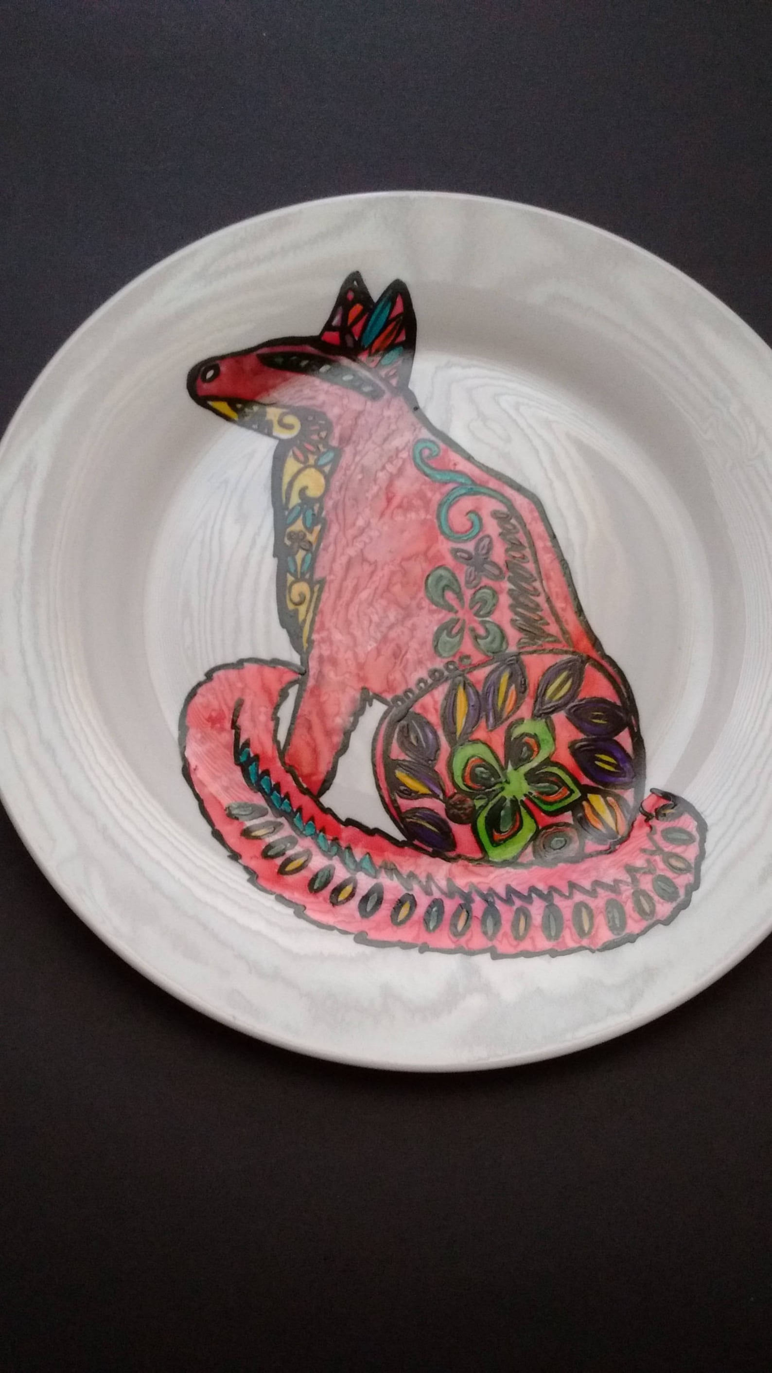 Large Hand Painted Stylised Fox Plate - Etsy