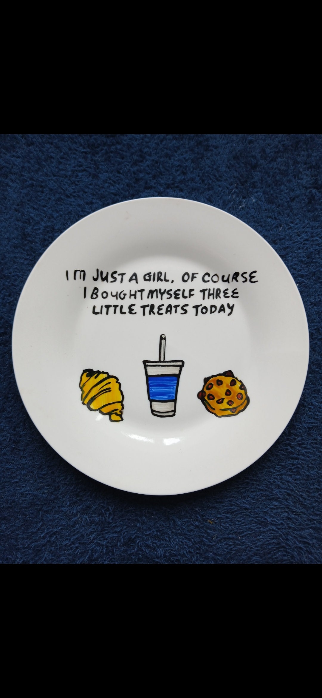 Hand Painted 'three Little Things' Side Plate - Etsy