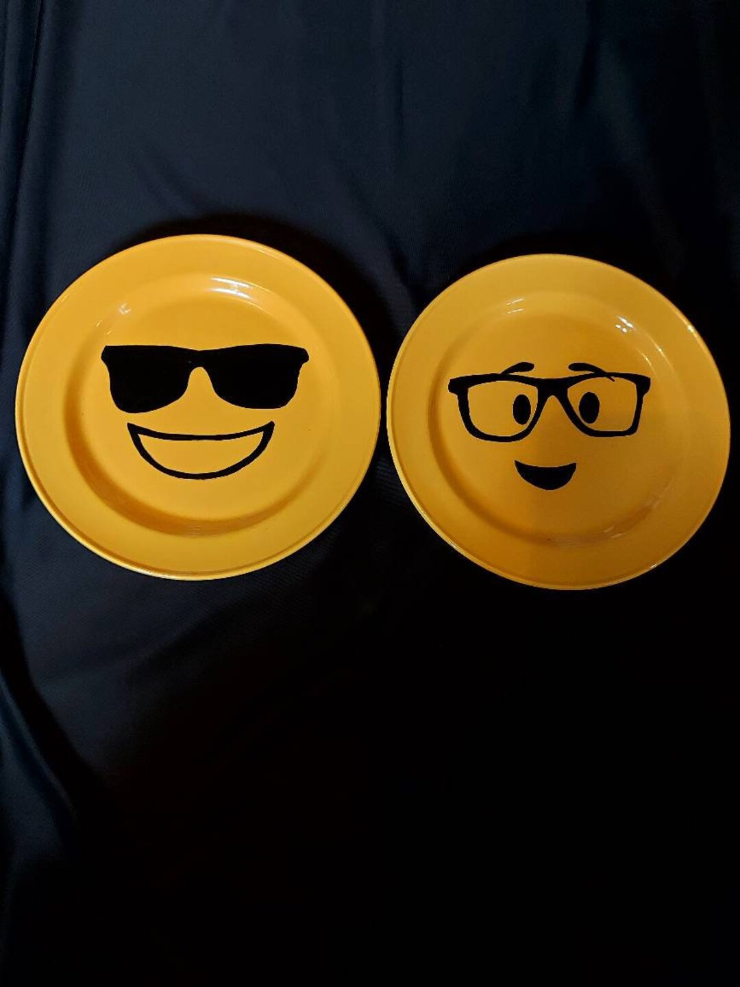 Pair of Emoji With Glasses Snack Plates - Etsy