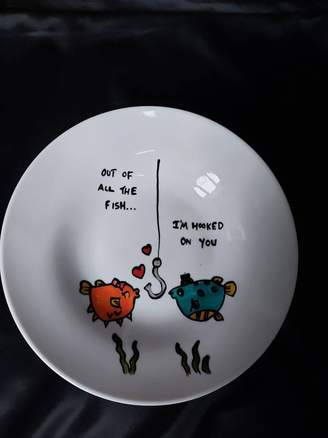 Handpainted "of All the Fish in the World, Im Hooked on You" Bowl - Etsy
