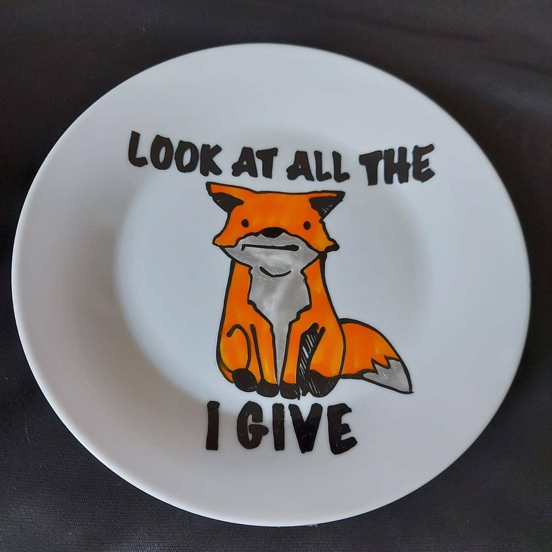 Handpainted Look at All the Fox I Give Side Plate. - Etsy