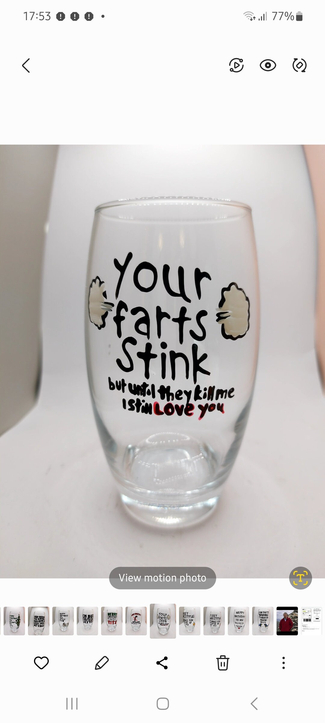 Hand Painted ' Your Farts Stink, but I Love You Tall Tumbler Glass - Etsy
