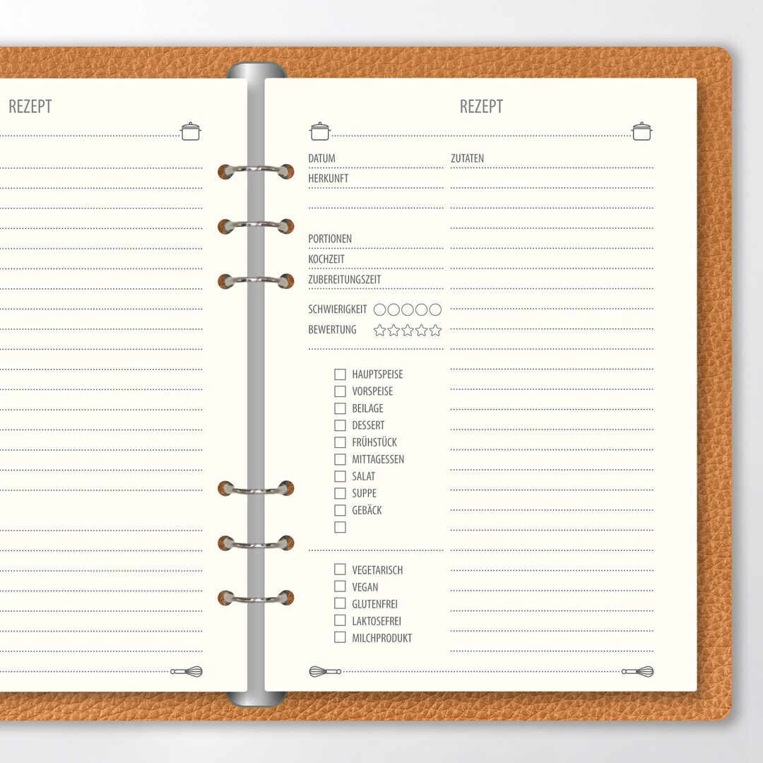 50 Sheets of Recipe Inserts A5, Recipe to Write Yourself, 160g Paper ...