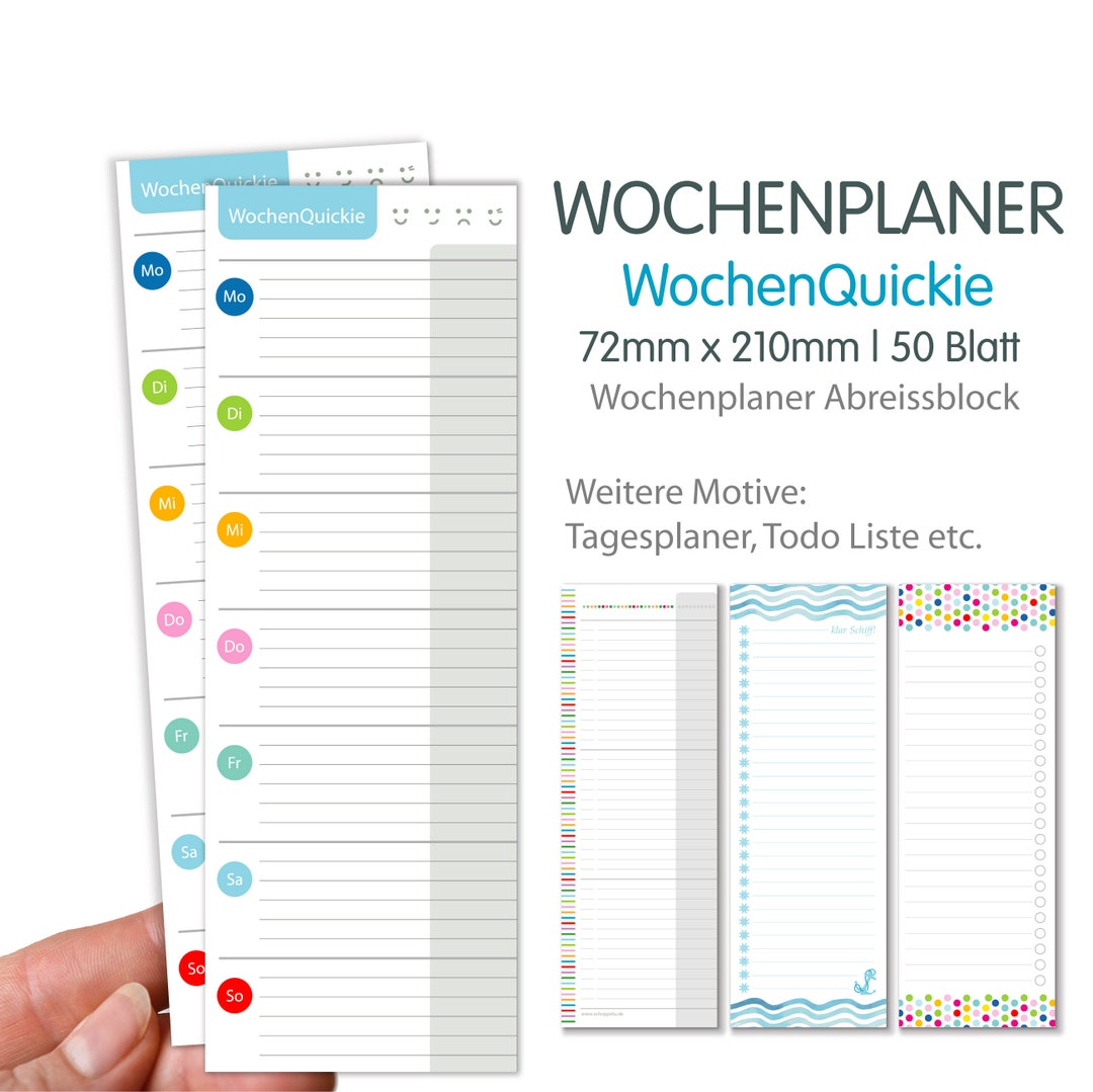 Weekly Planner Block, Todo List, to Do Block, Daily Planner, Shopping ...