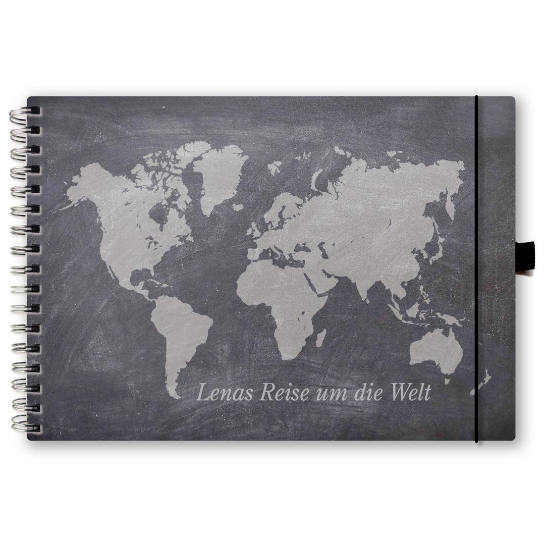 Travel Journal A5, Travel Diary, World Map, Vintage Cover Chalkboard ...