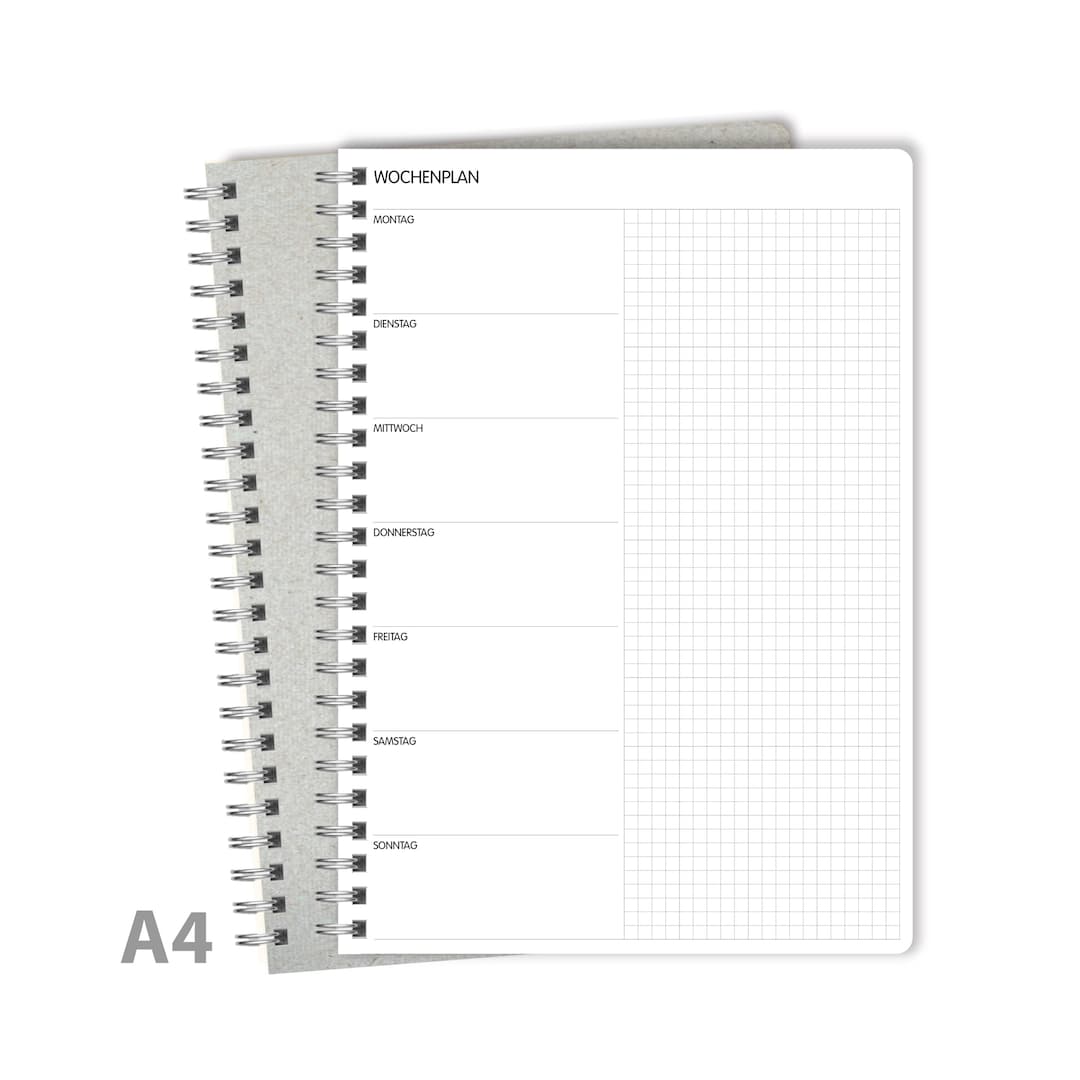 Weekly Planner A4, 50 Sheets (100 Pages), Sturdy 120g Paper, Cover Grey ...