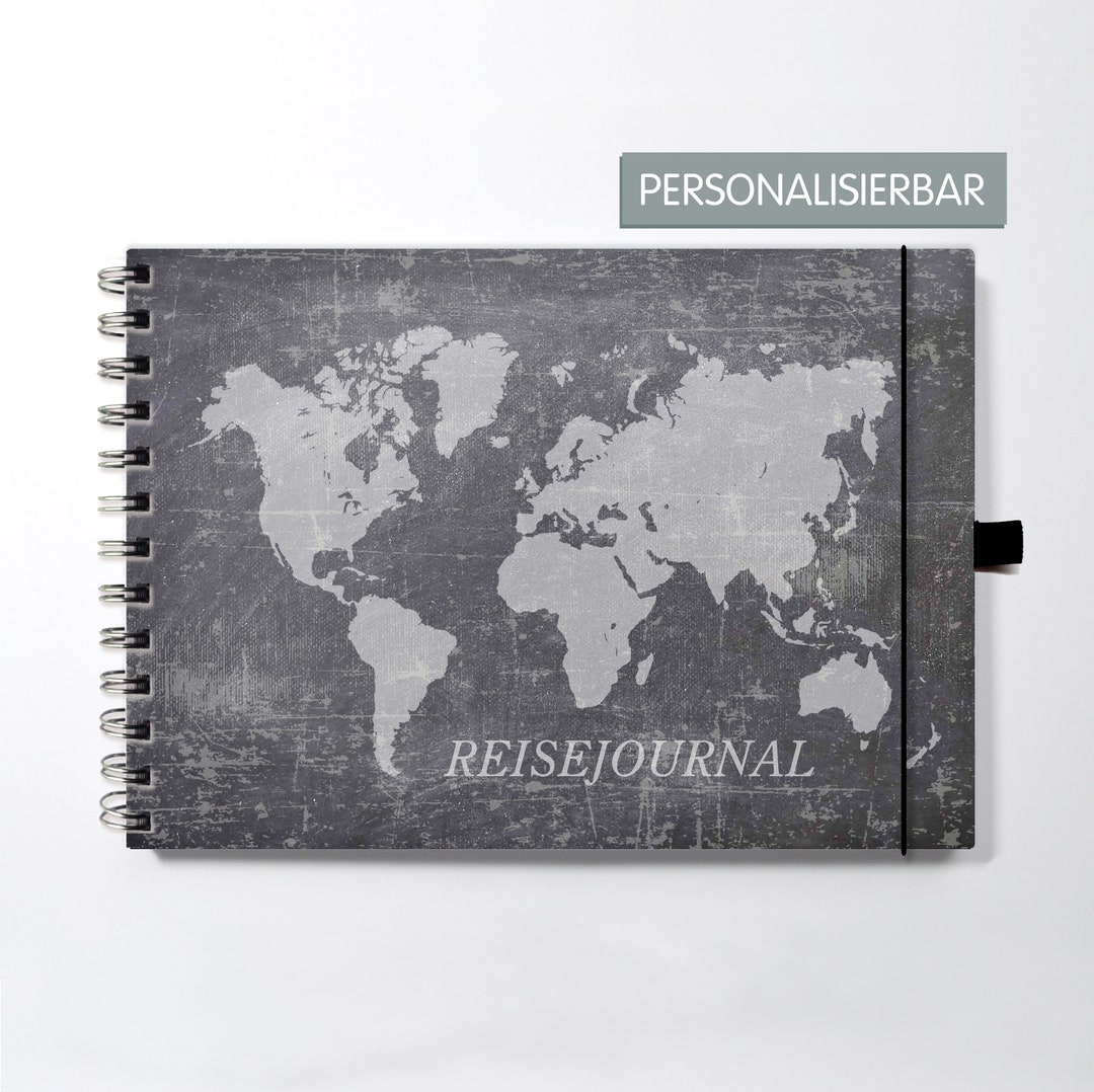 Travel Journal A5, Travel Diary, World Map, Vintage Cover Blackboard ...