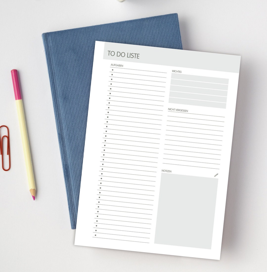 Todo Block A5 With To-do List, To-do List, Important Notes Minimalist ...