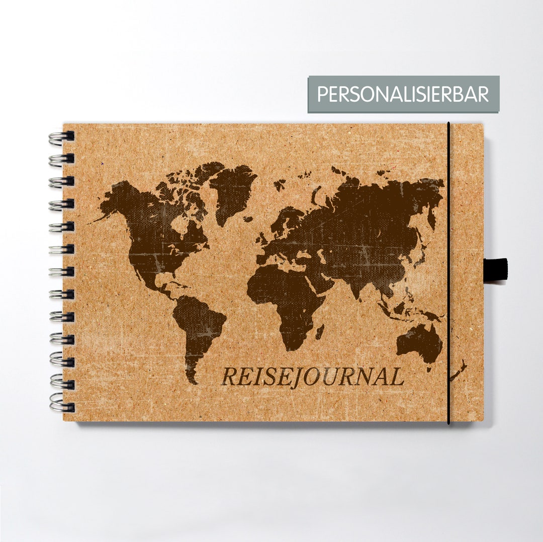 Travel Journal, Travel Diary, World Map, Kraft Cardboard Design ...