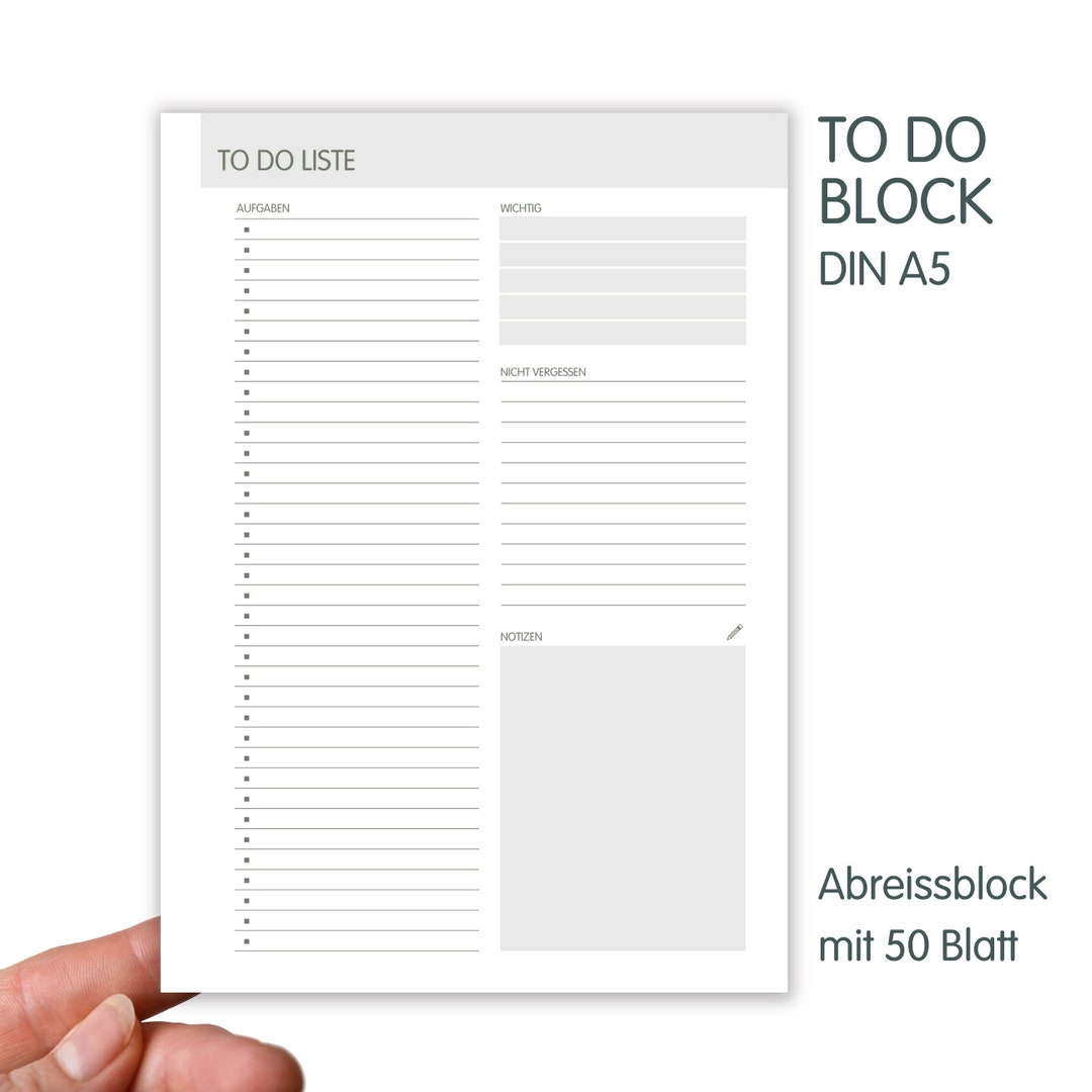 Todo Block A5 With Task List, Todo List, Important Notes Minimalist ...