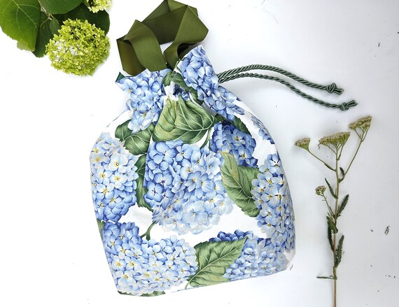Blue Hydrangea Cute Drawstring Bag Flowers Tote Bag Nice - Etsy