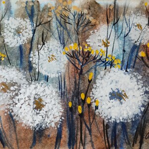 Blowball Dandelion Watercolor 12 X 8" Art Home Decor Flowers ...
