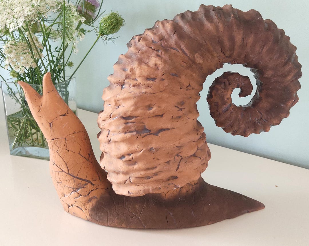 Large Ceramic Figurine of a Snail, Hand Sculpted From Clay Art Object ...