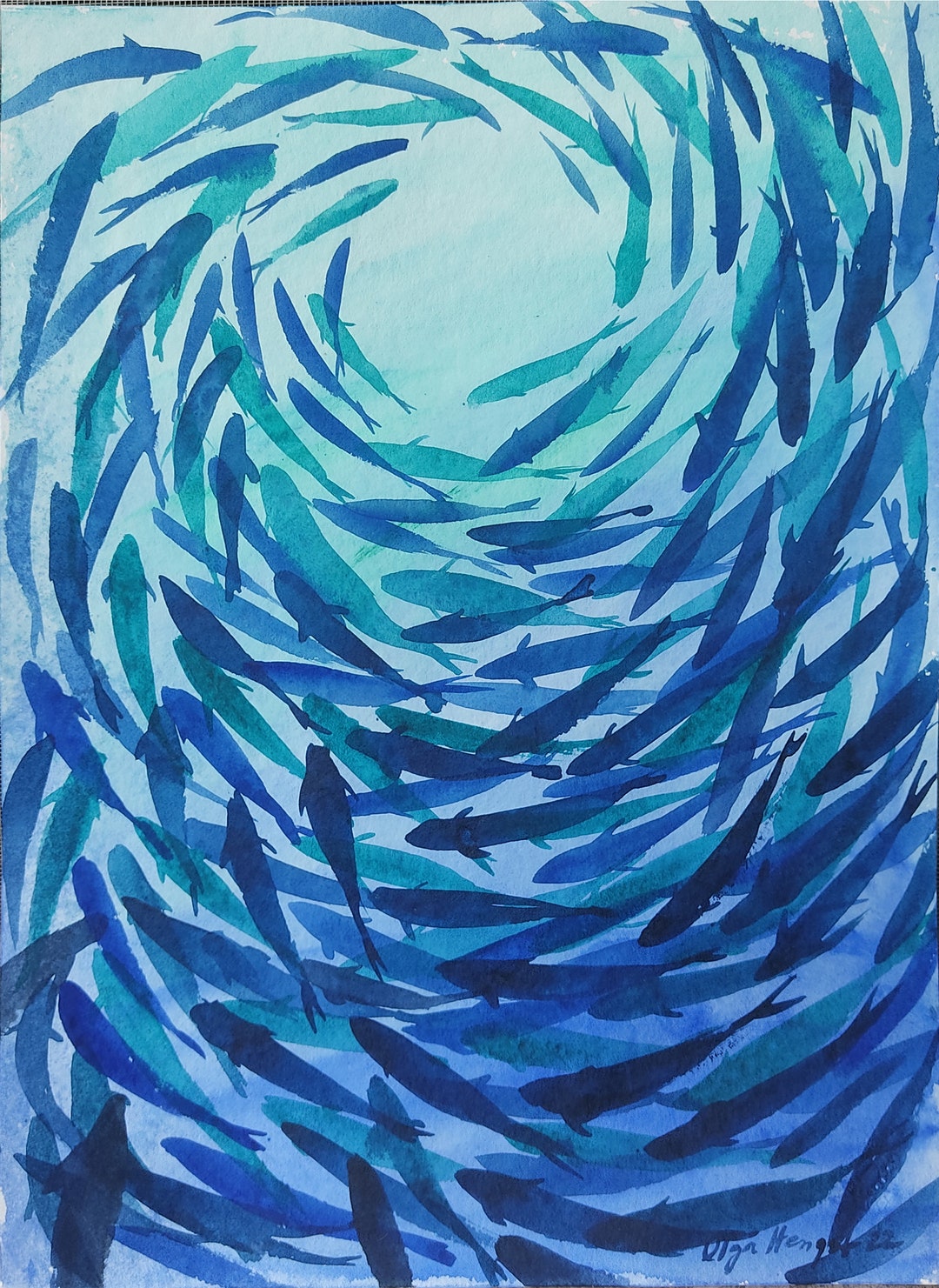 Original Watercolours Painting, Anchovies, Seascapes 15 X 11" - Etsy