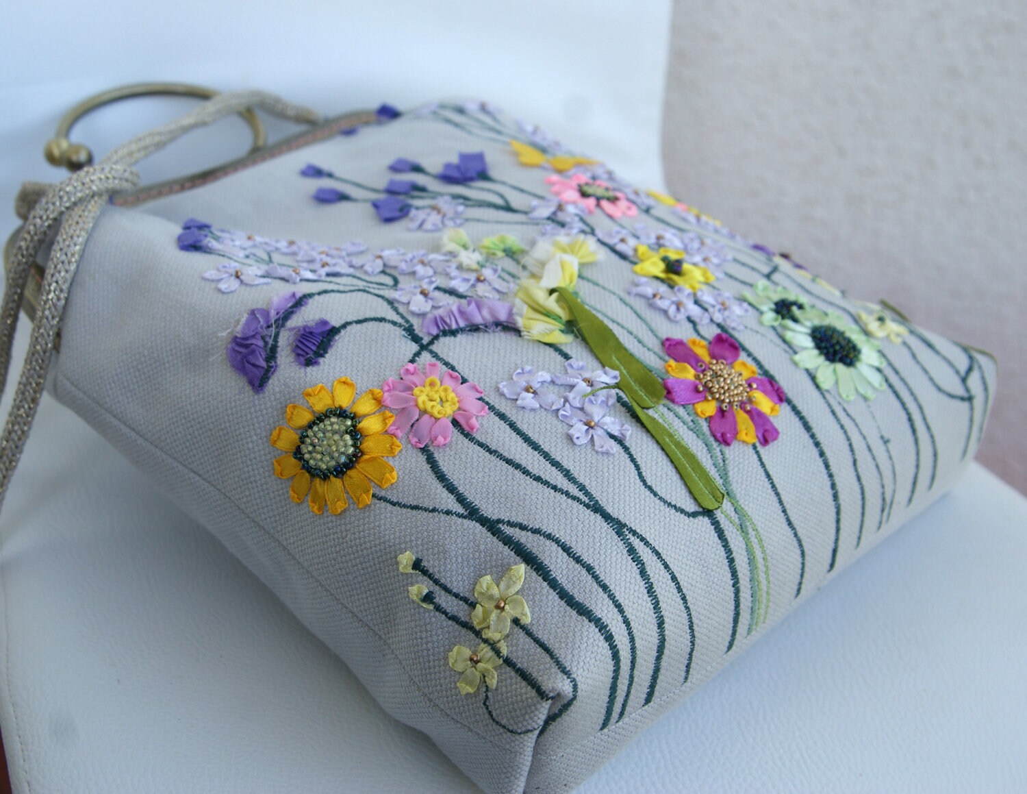 Hand embroidered evening bag handbag wedding Clutch gift silk | Etsy