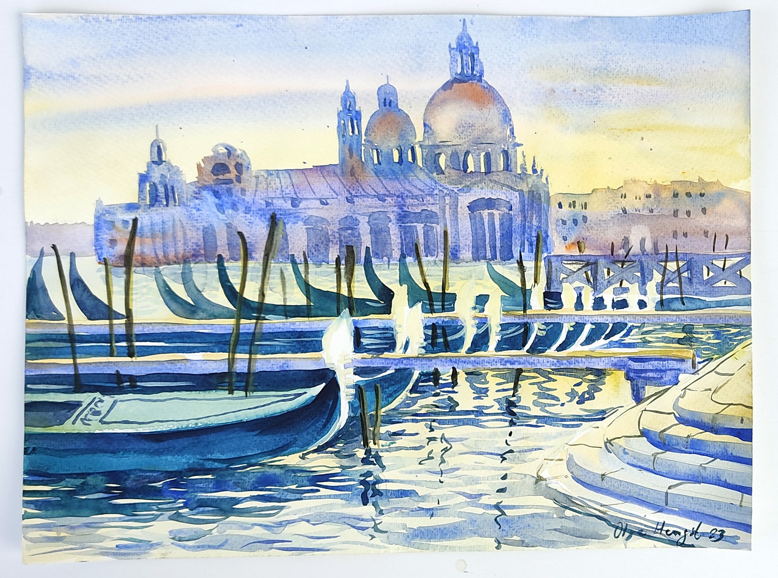 Venice Gondola Watercolor Painting: Original Cityscape Art (9x12) - Etsy