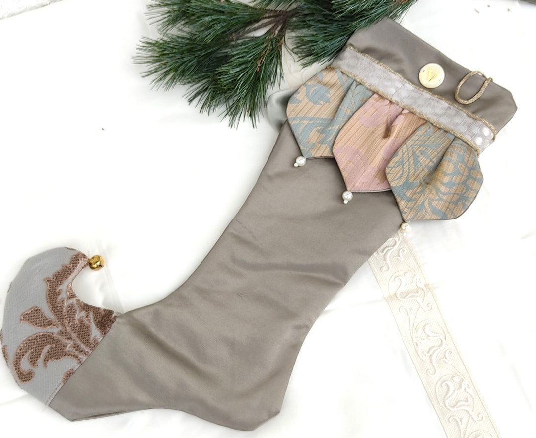 Christmas Stocking Personalised Luxury Victorian Elf Stocking Satin ...