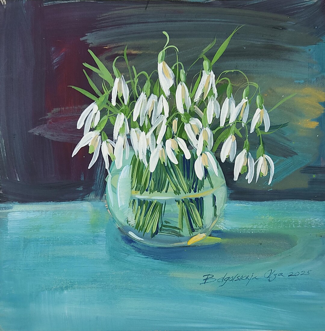 Snowdrop Flowers Gouache Painting, Original Artwork, ACEO Art, Forest ...