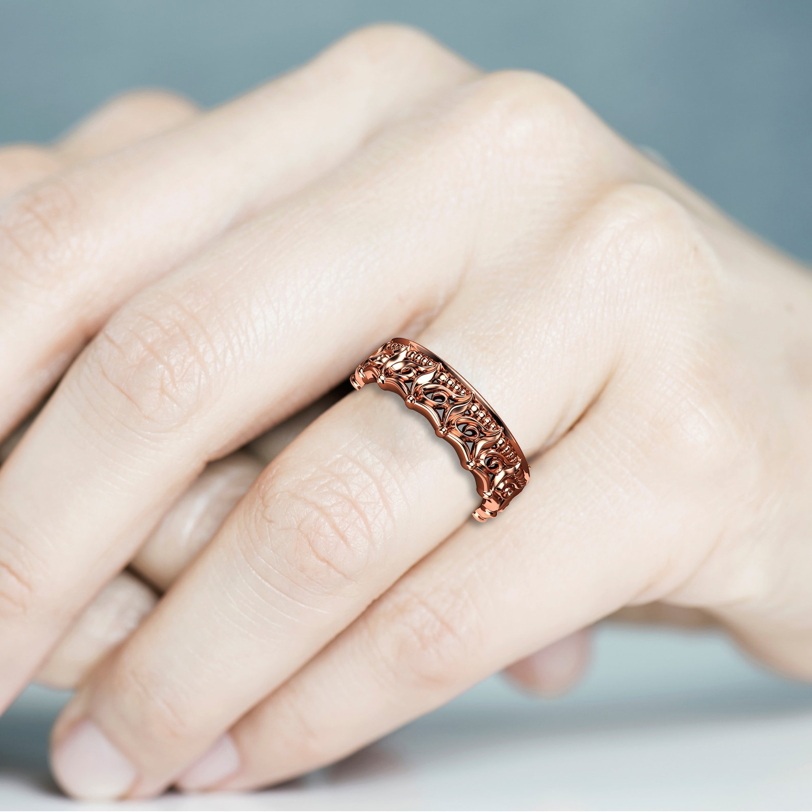 Unique Wedding Band Women Wedding Band Rose Gold Wedding Band | Etsy