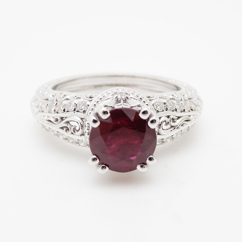 Unique 1.50CT Natural Ruby Ring Filigree Ruby Engagement Ring - Etsy