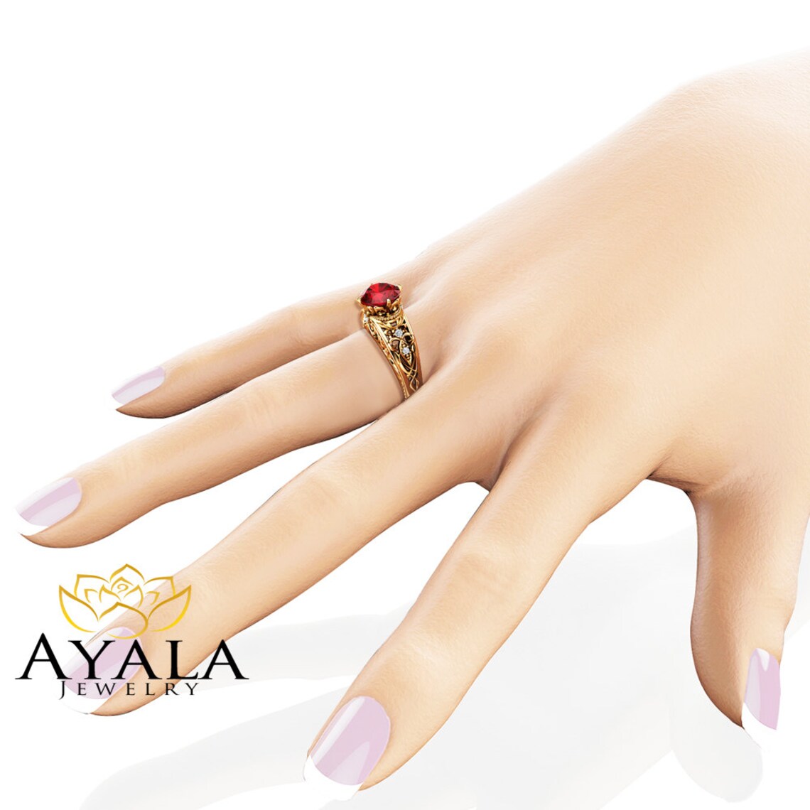 Solid Gold Natural Ruby Diamonds Anniversary Ring for Wife - Etsy