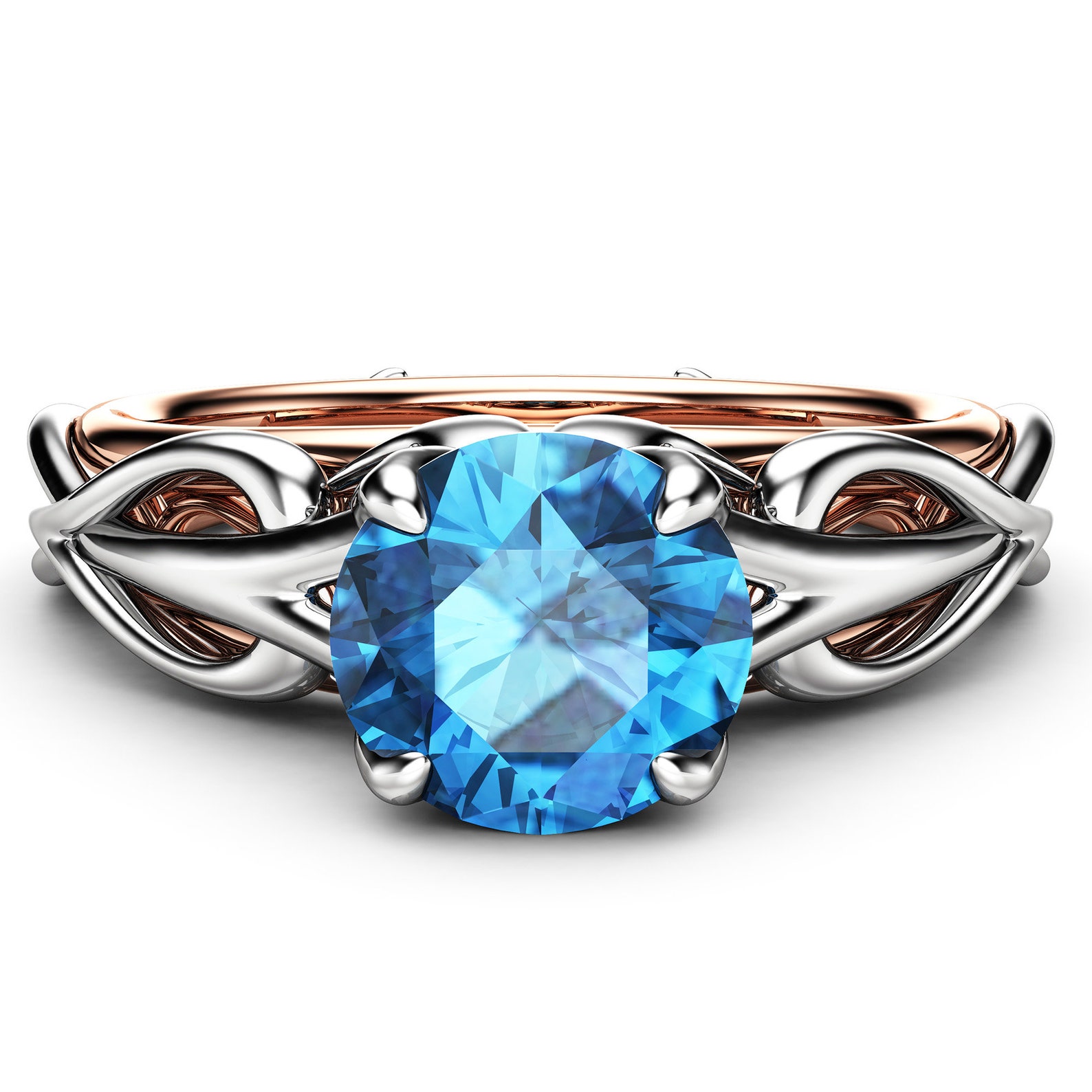 Unique Solitaire Blue Diamond Engagement Ring 18K Two Tone - Etsy India