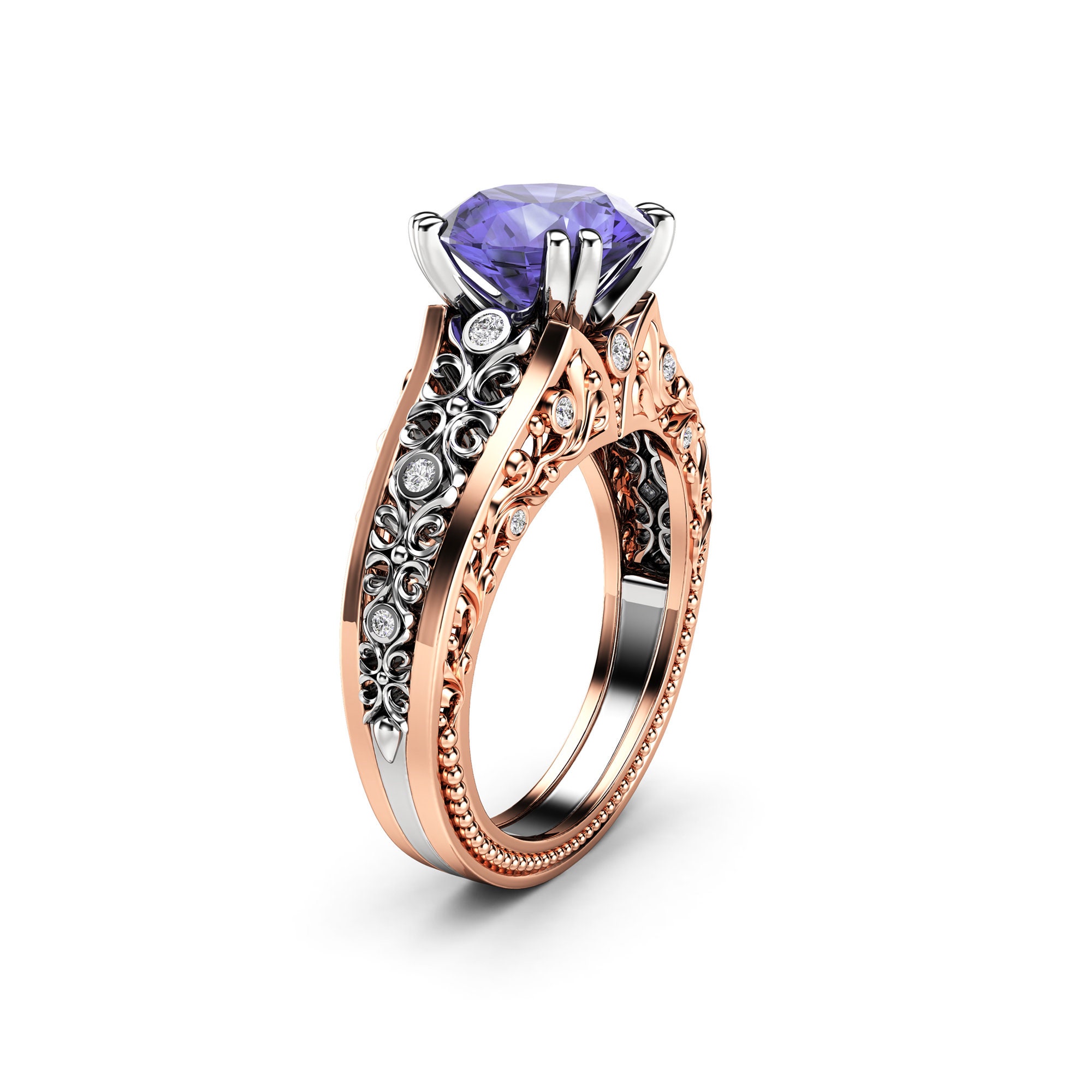 Unique Engagement Ring Bluish Violet Tanzanite Engagement Ring | Etsy