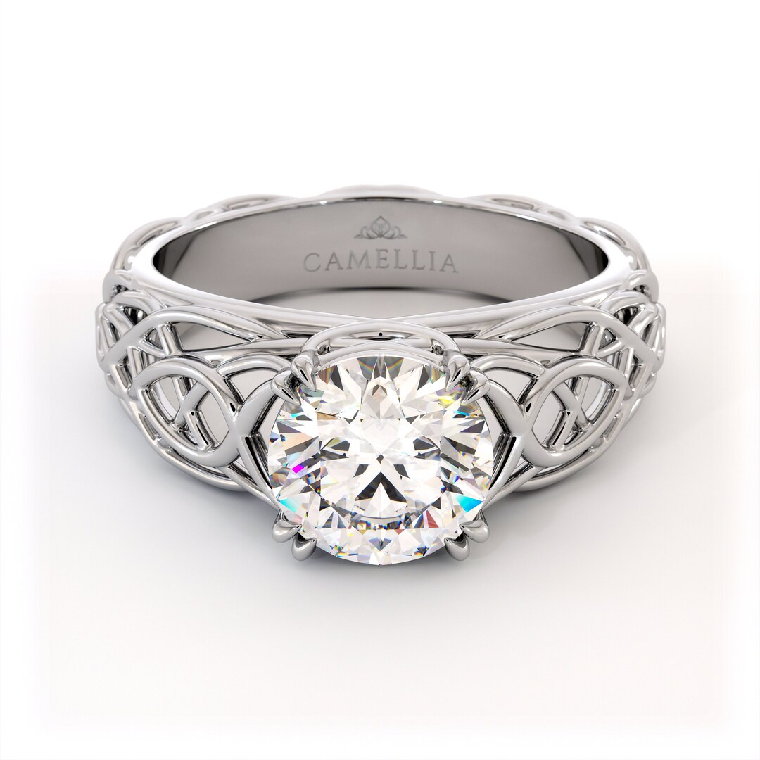 Infinity Weave Solitaire Ring With Round Lab Diamond - Etsy