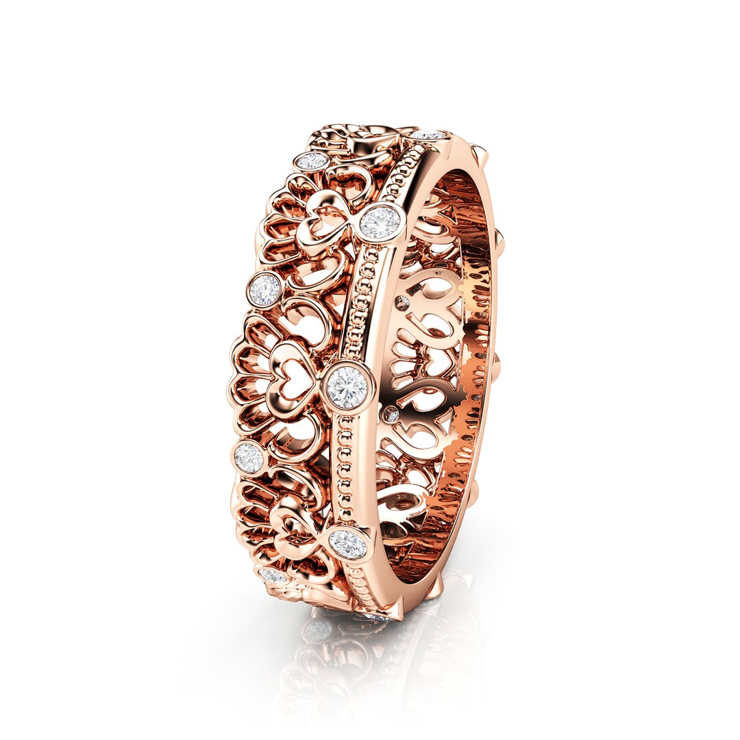 Unique Wedding Band Rose Gold Wedding Band Women Wedding Band - Etsy