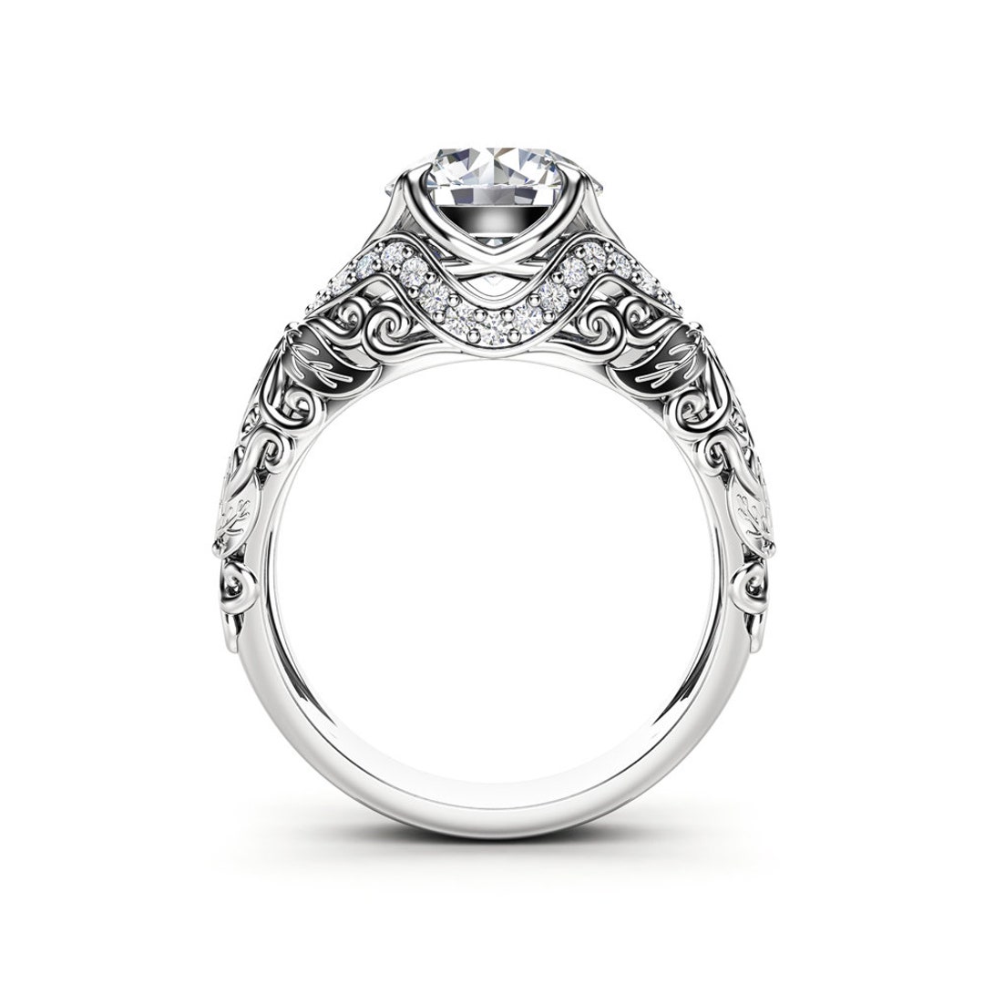 Diamond Filigree Engagement Ring Lab Created Diamond - Etsy