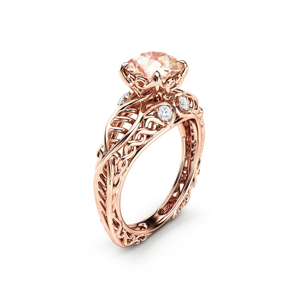 Celtic Engagement Ring 14K Rose Gold Celtic Ring Unique | Etsy