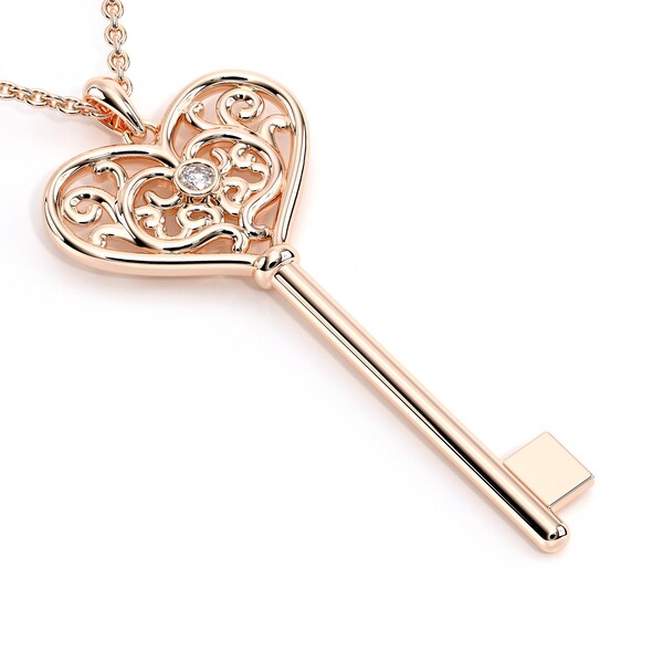 Heart Key Pendant - Etsy