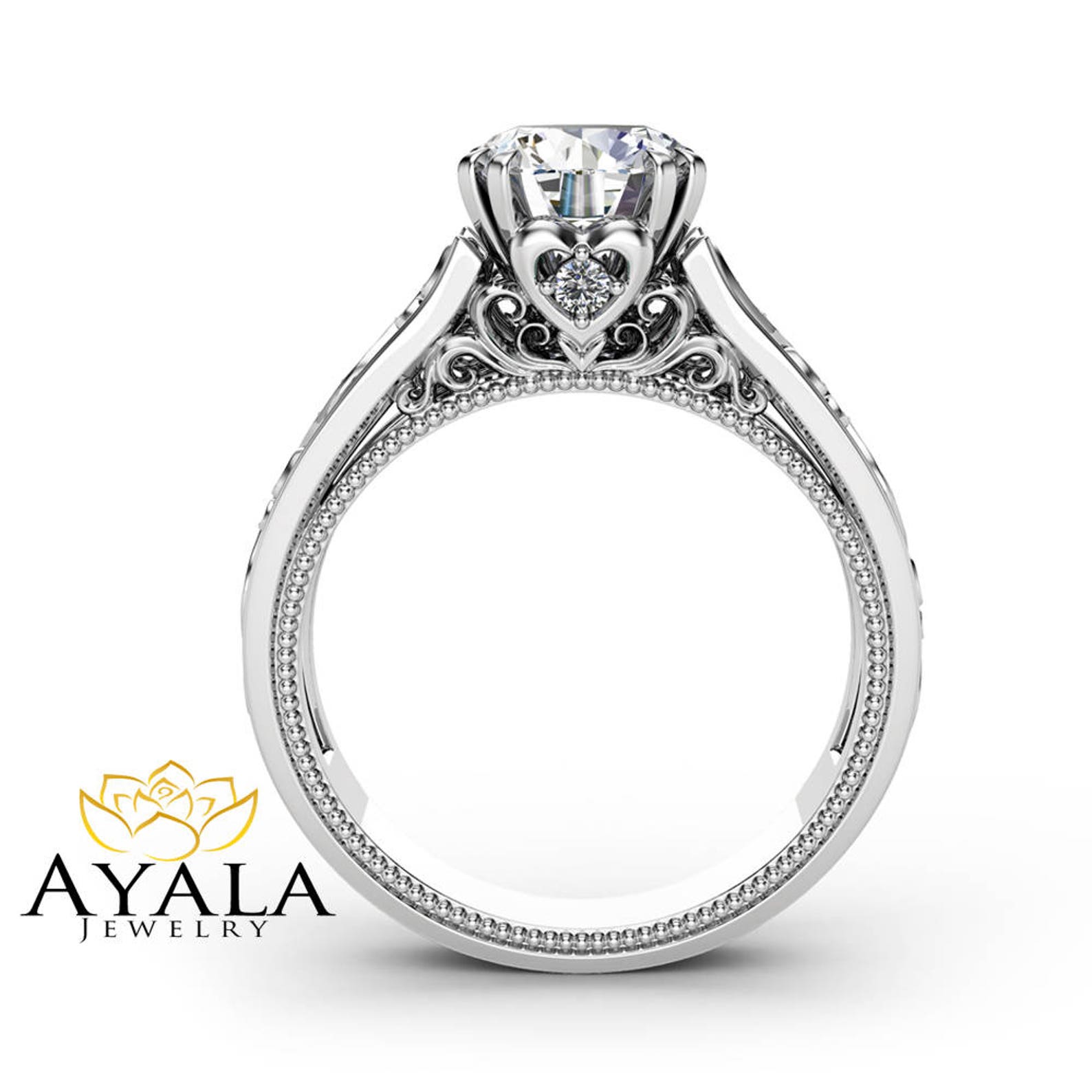 Unique 14K Gold Filigree Bridal Set Forever One Moissanite - Etsy