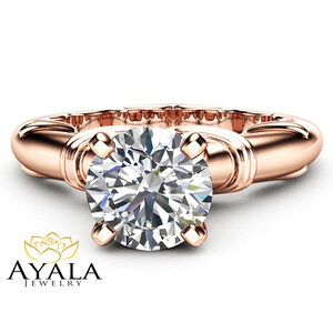 Unique Solitaire Engagement Ring Decorated Design Classic - Etsy