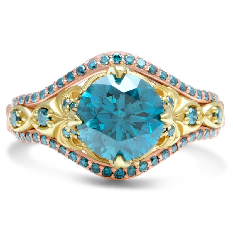 Glory Antique Blue Diamond Ring Vintage Engagement Ring Unique - Etsy