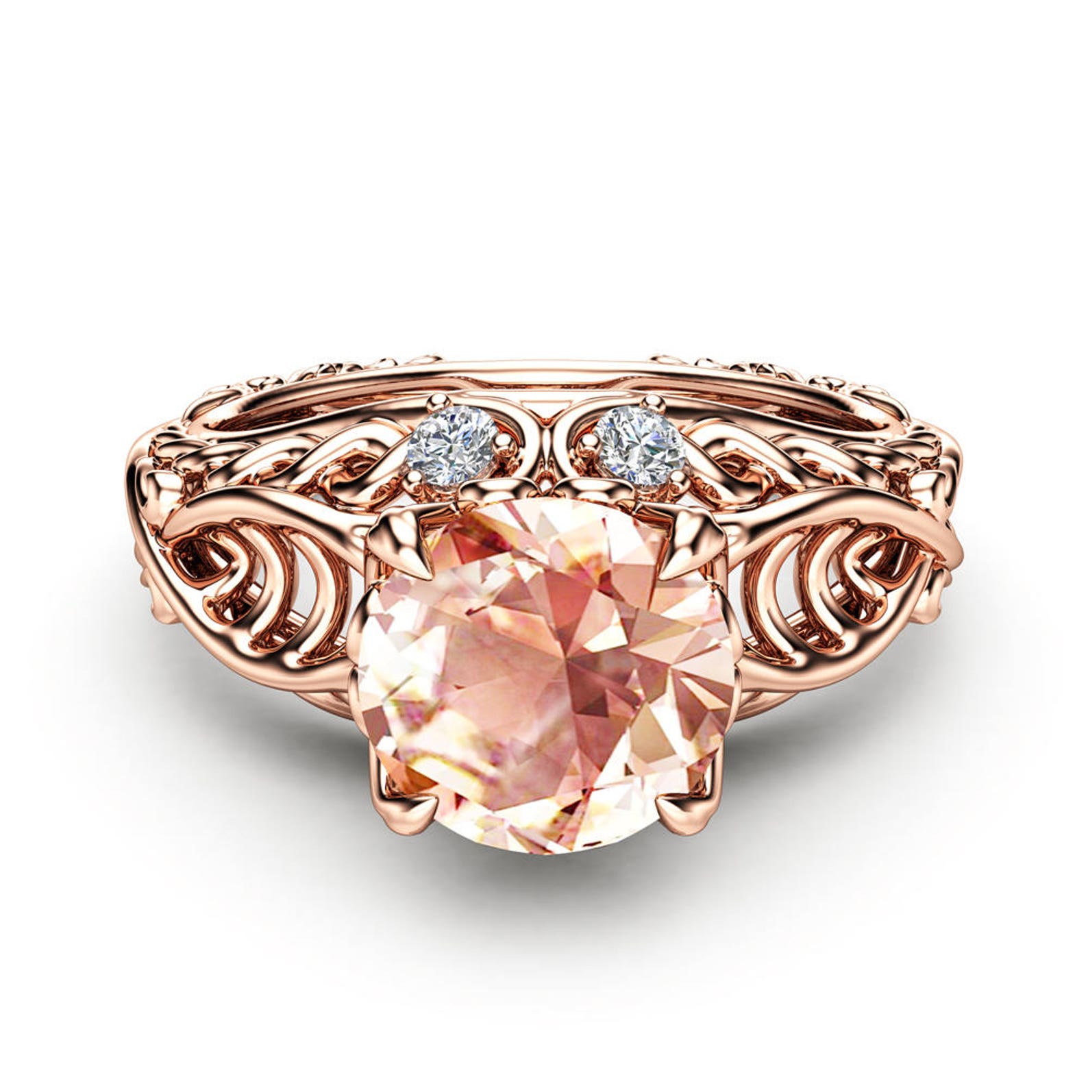 Celtic Engagement Ring 14K Rose Gold Celtic Ring Unique - Etsy
