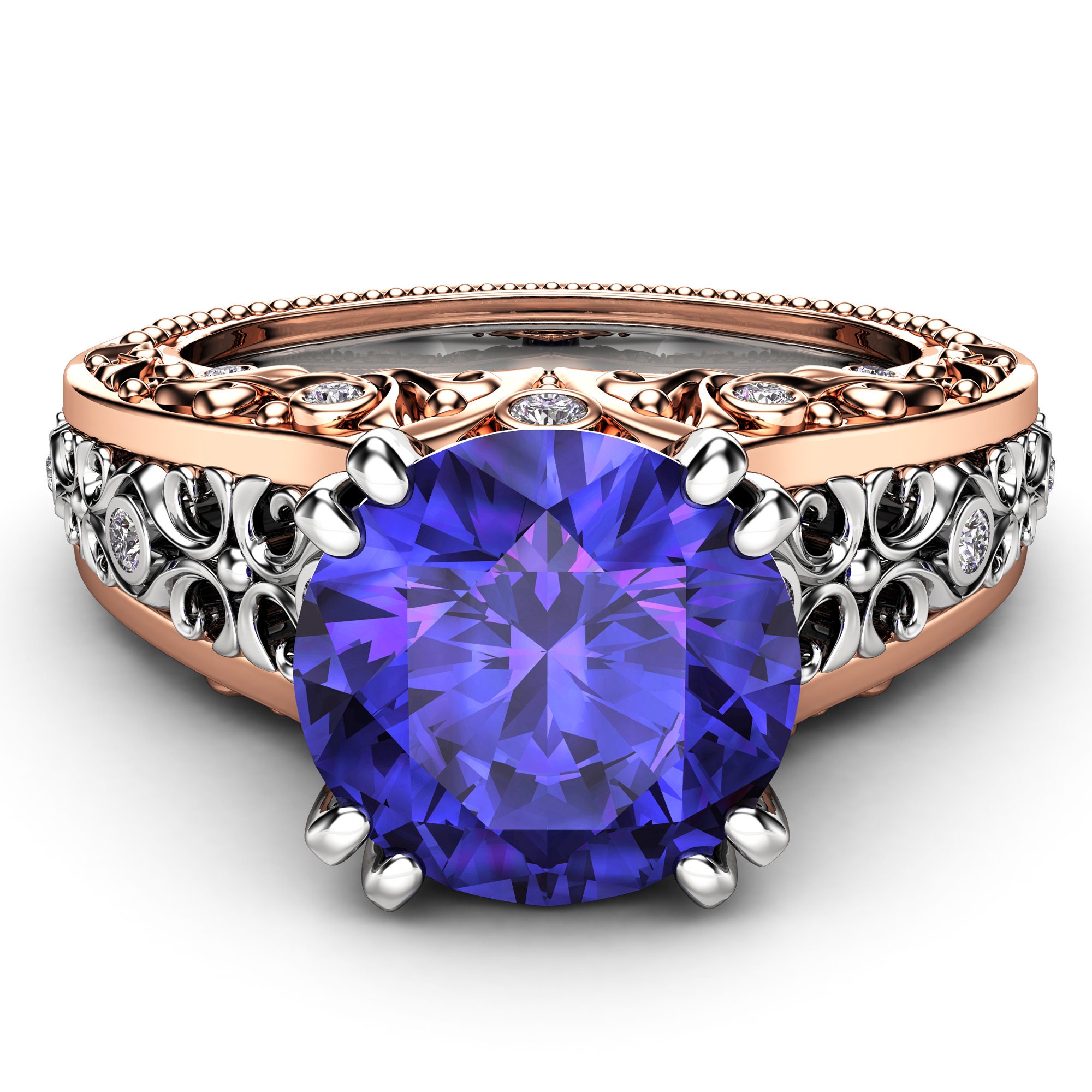 Unique Engagement Ring Bluish Violet Tanzanite Engagement Ring | Etsy