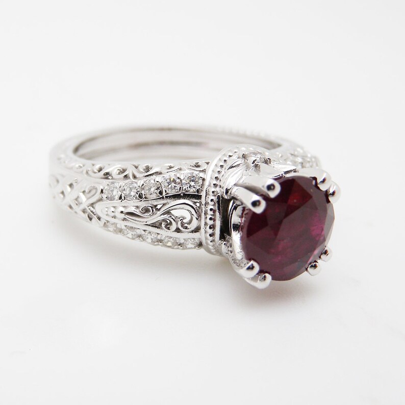 Unique 1.50CT Natural Ruby Ring Filigree Ruby Engagement Ring - Etsy