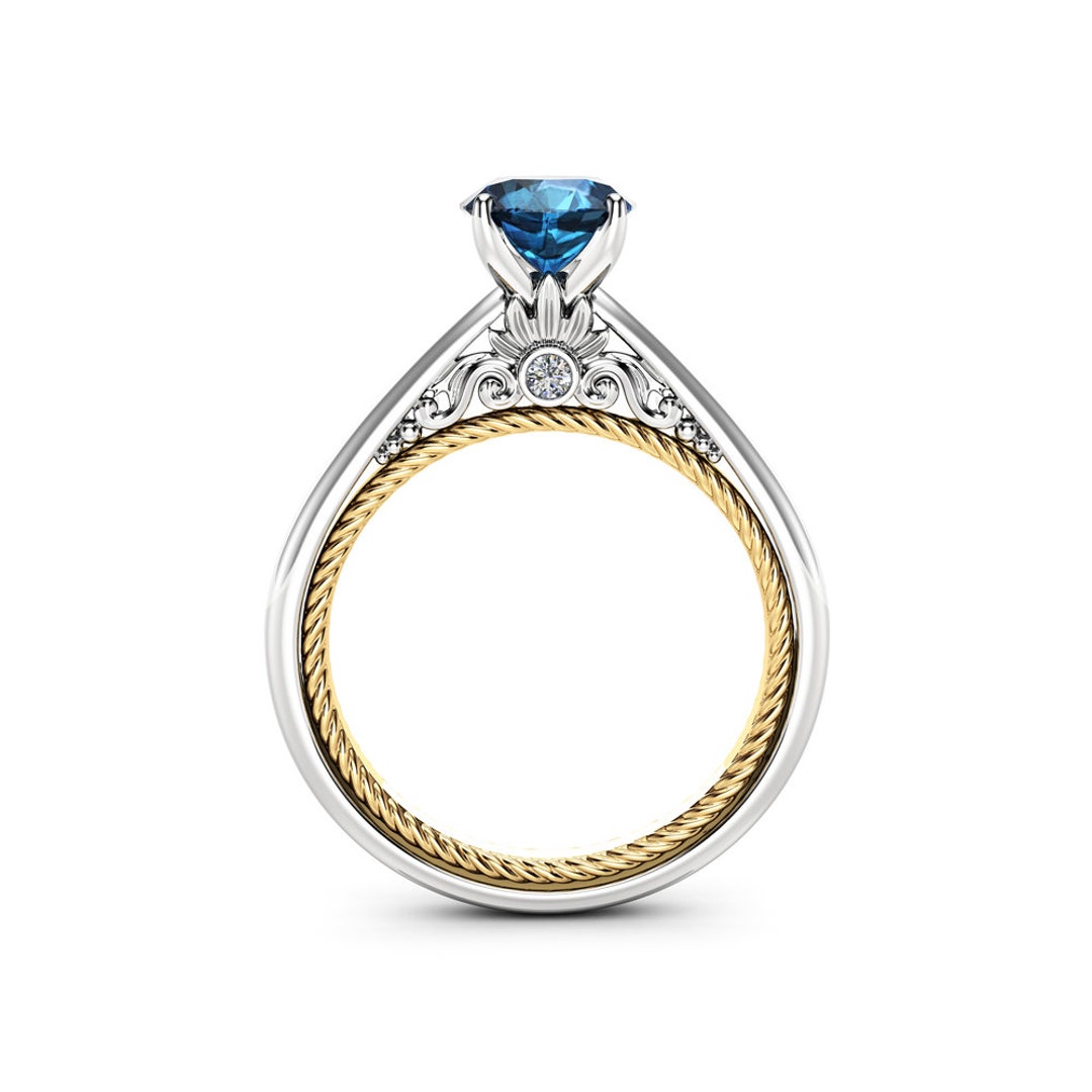 Blue Diamond Engagement Ring White Gold Ring Diamond - Etsy
