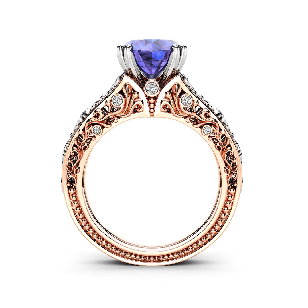 Unique Engagement Ring Bluish Violet Tanzanite Engagement Ring - Etsy