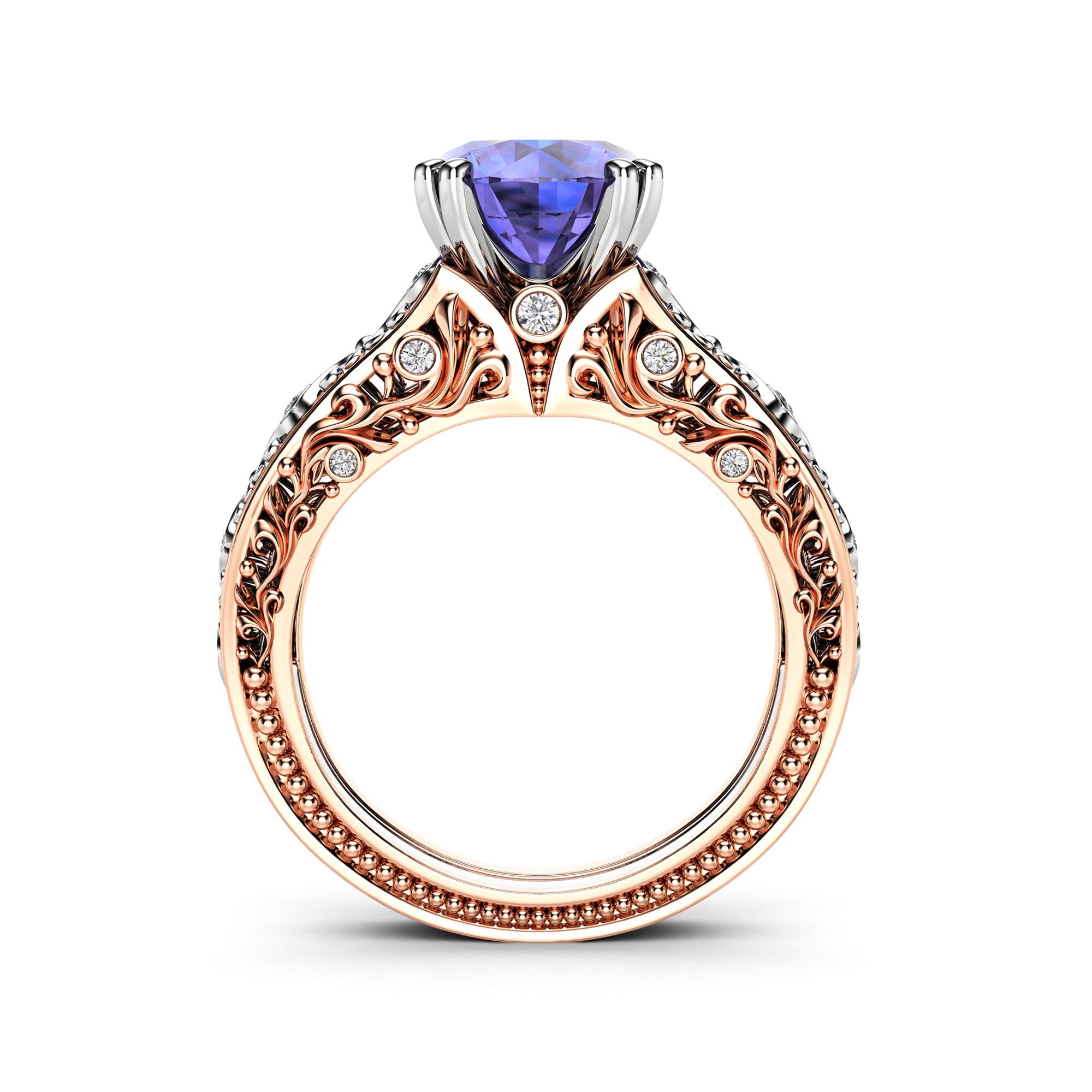 Unique Engagement Ring Bluish Violet Tanzanite Engagement Ring | Etsy