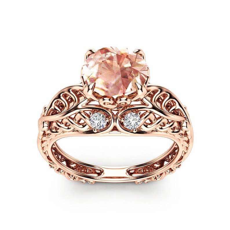 Celtic Engagement Ring 14K Rose Gold Celtic Ring Unique | Etsy