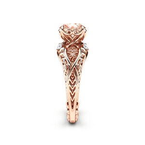 Celtic Engagement Ring 14K Rose Gold Celtic Ring Unique Morganite ...