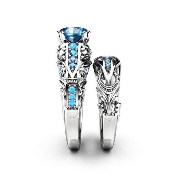 Blue Diamond Wedding Ring Sets