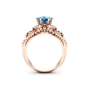 Blue Diamond Engagement Ring Promise Ring 14K Rose Gold Ring - Etsy